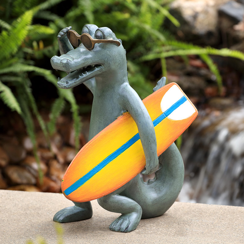 SPI Home Surf's Up Gator Garden Sculpture | Perigold