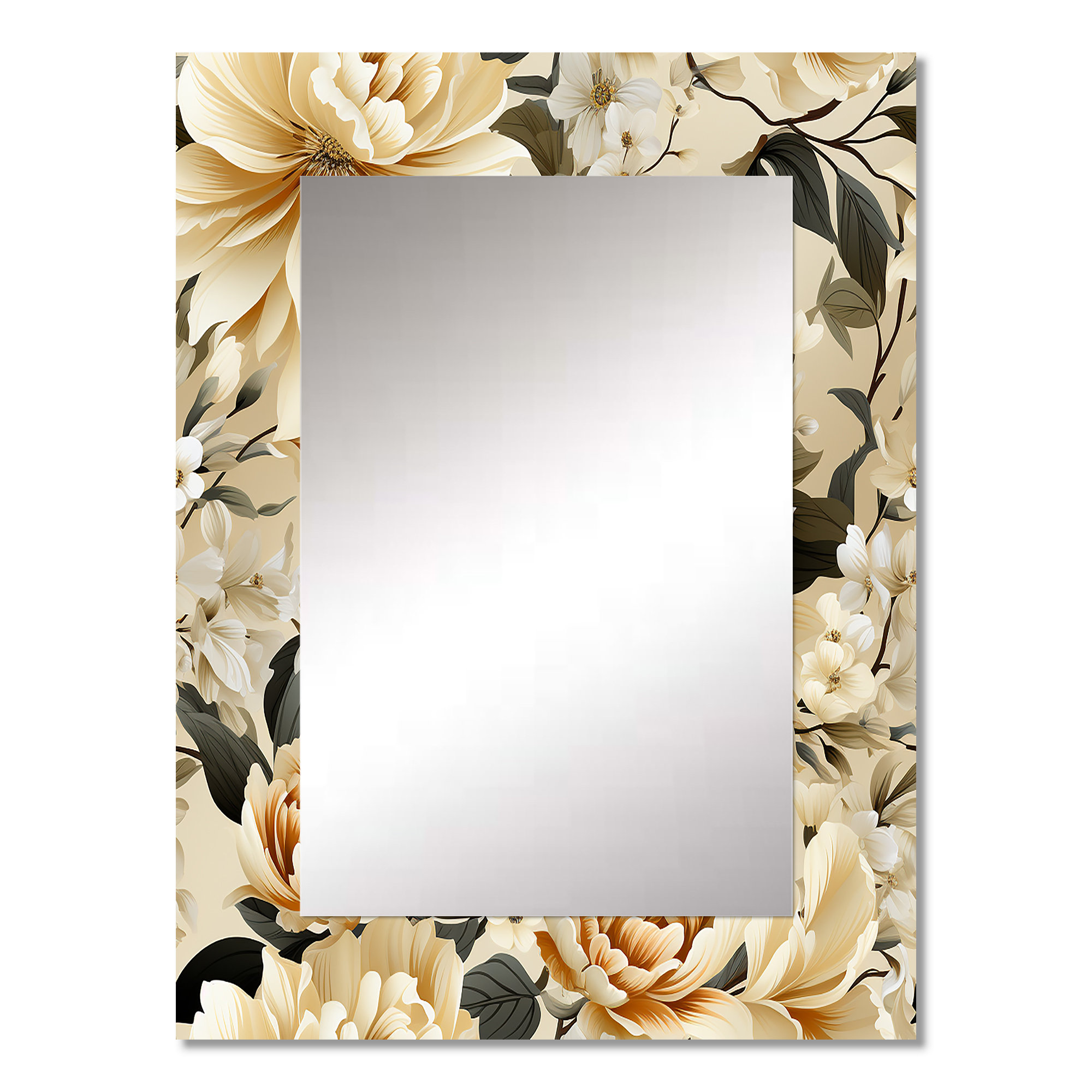 Bungalow Rose Vintage Neutrals Mosaic Flowers - Boho Mirror Wall Decor ...