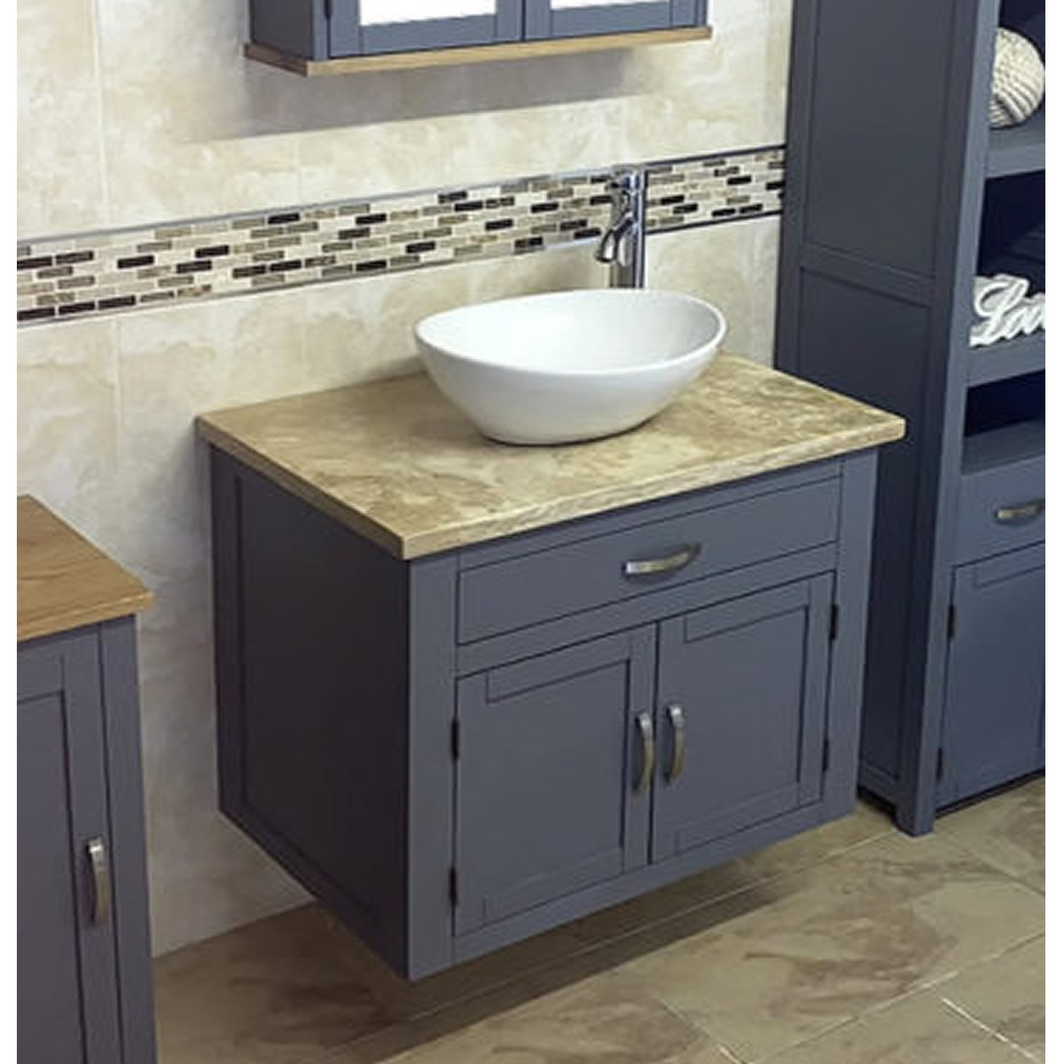 August Grove Bodmin Solid Oak 750mm Wall Hung Single Vanity Unit ...
