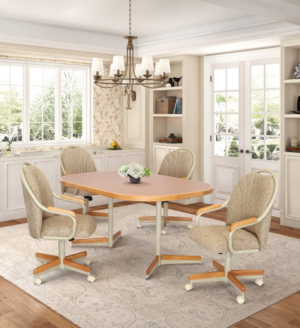 Caster Chair Company 5-Piece Extendable Double-Pedestal Caster Dining ...