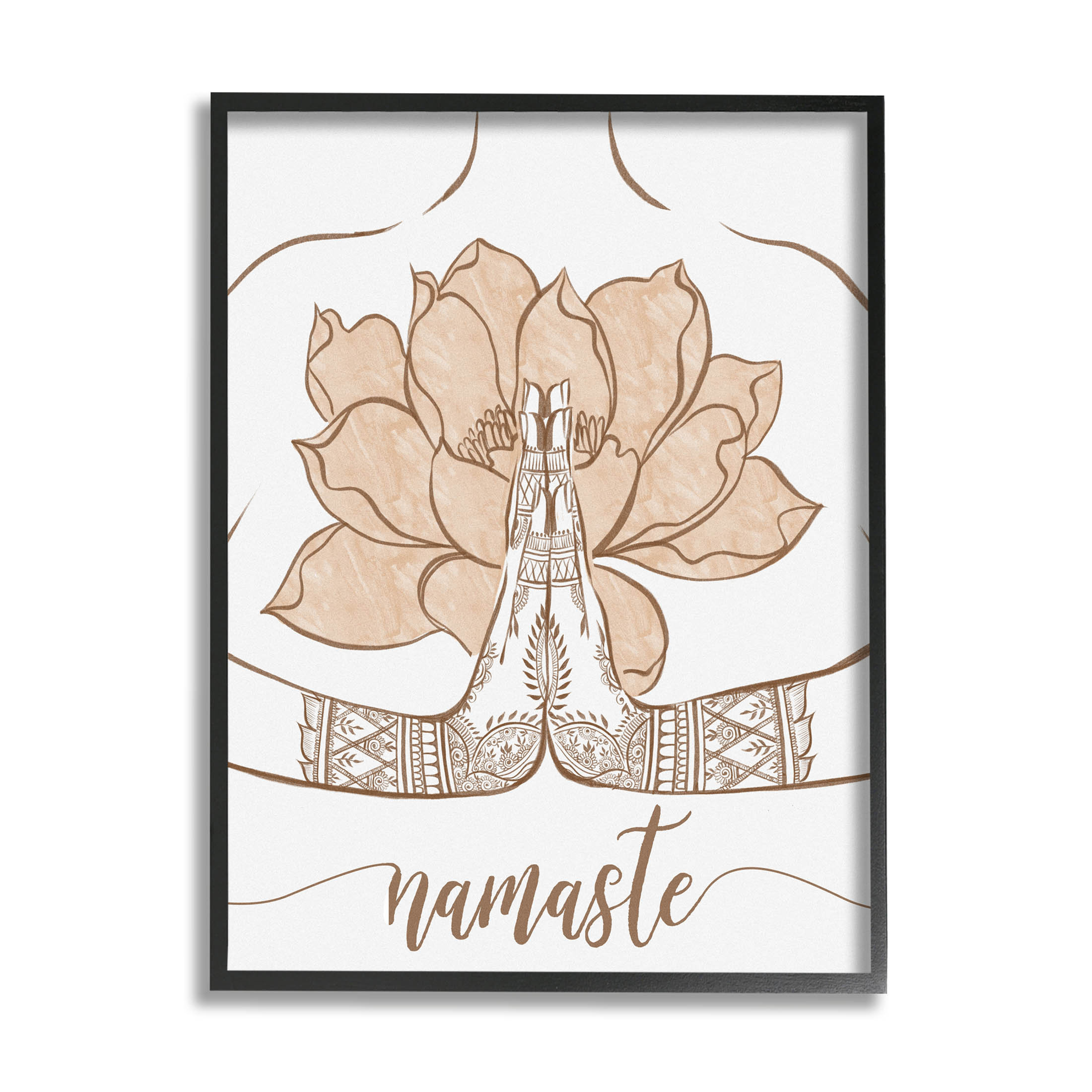 Stupell Industries Namaste Henna Pattern Lotus Framed Giclee Art By ...