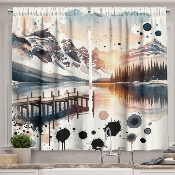 Ambesonne Lake 55'' W Kitchen Curtain | Wayfair
