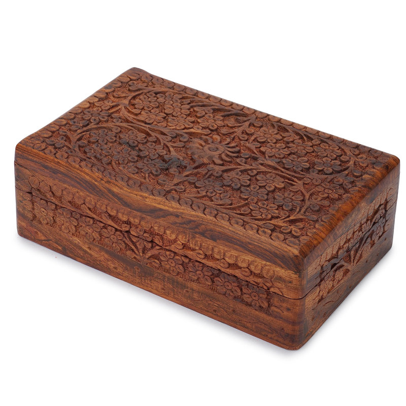 Astoria Grand Handcrafted Wooden Floral Decorative Chest | Wayfair