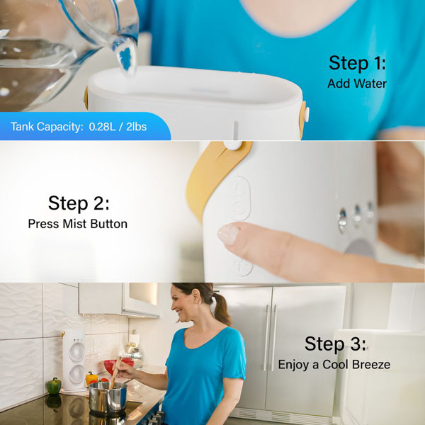 Bell + Howell Aqua Breeze Dual Misting 3 Speed Rechargeable Fan With ...