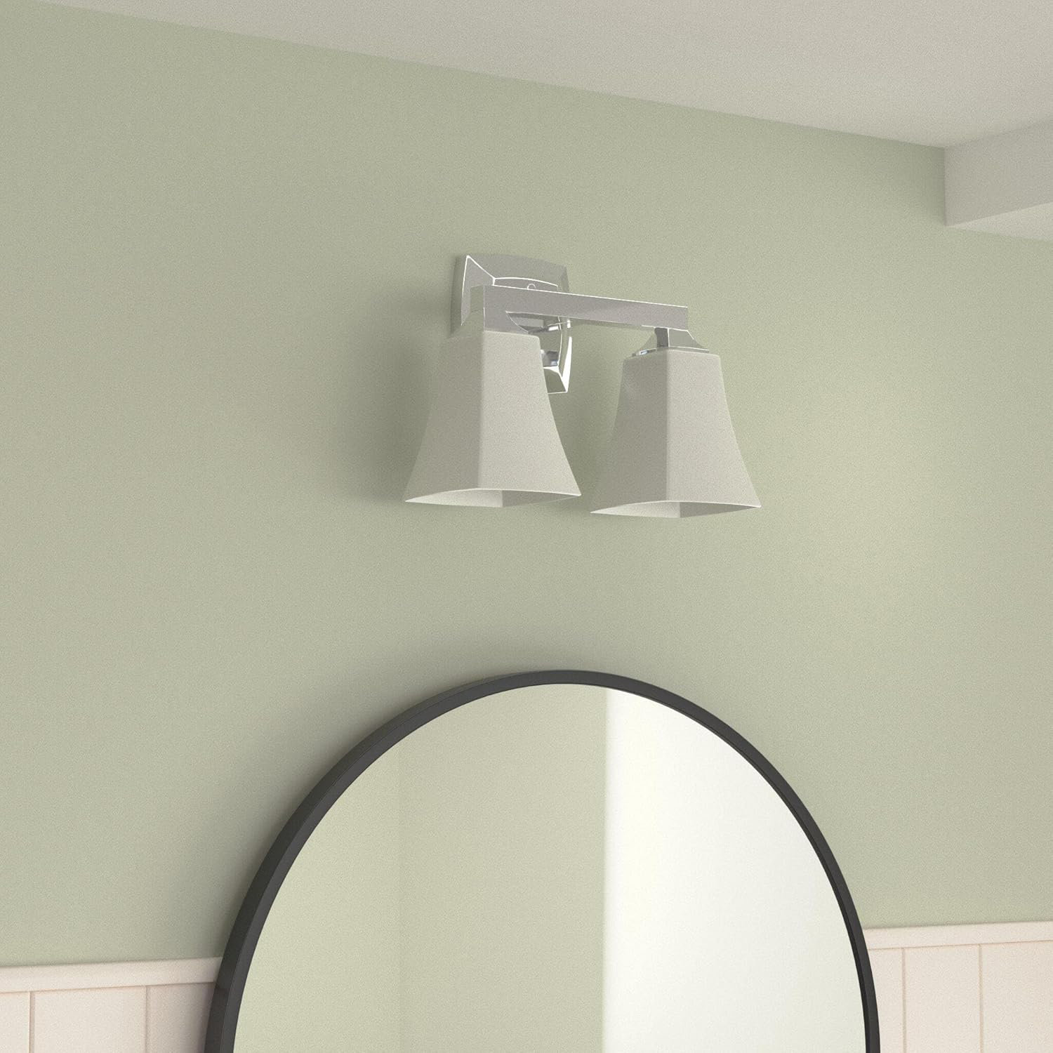 BEAUTY DEPOT 2-Light Dual-Mount Vanity Light With Frosted Glass Shades ...