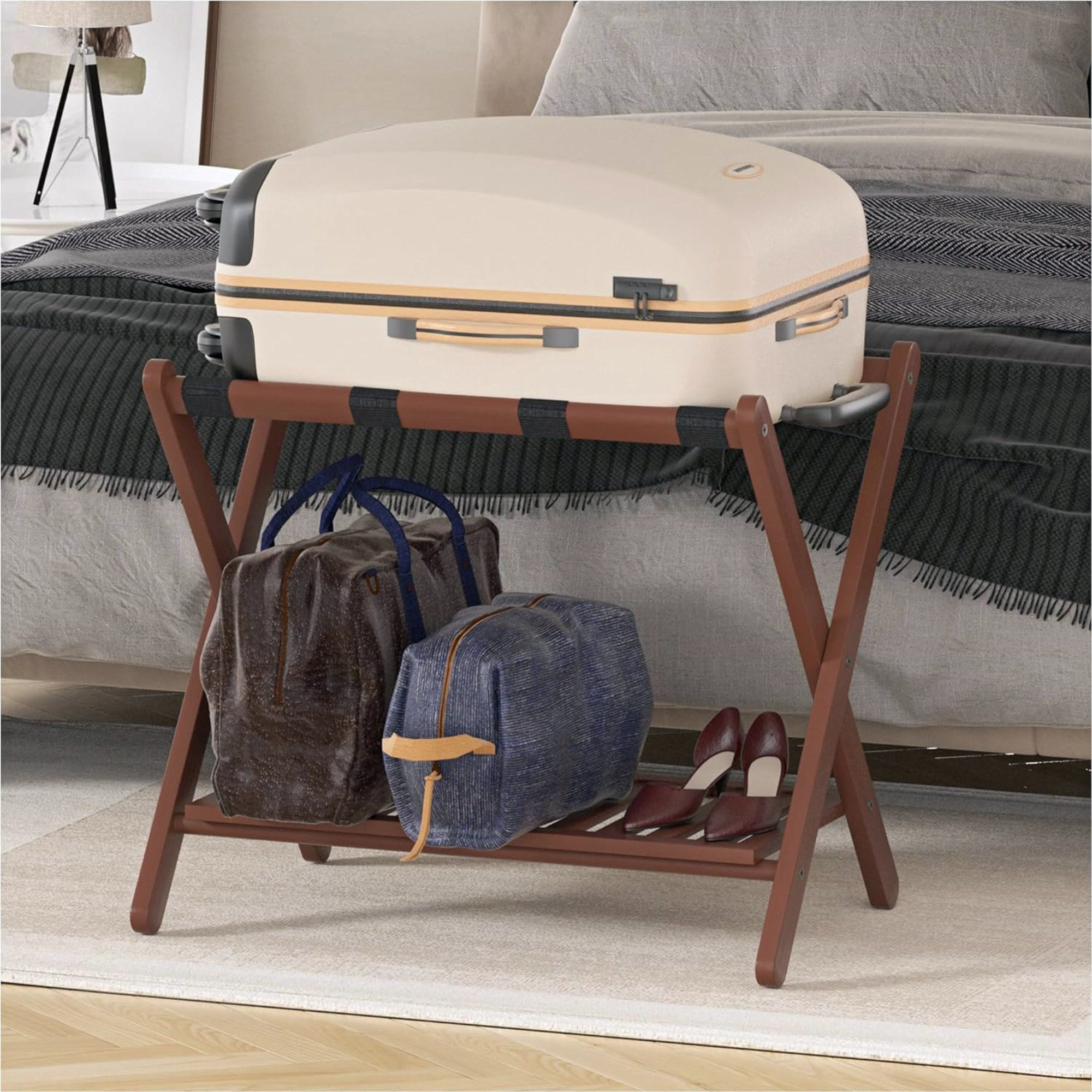 Hivost Fully Assembled Luggage Rack With Storage Shelf | Wayfair