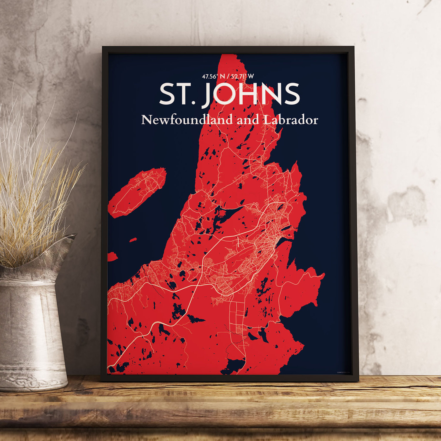 Wrought Studio™ 'St. Johns City Map' Graphic Art Print Poster in ...