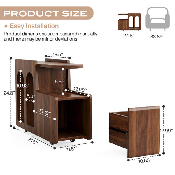 Ebern Designs Aadrith Wheel End Table | Wayfair