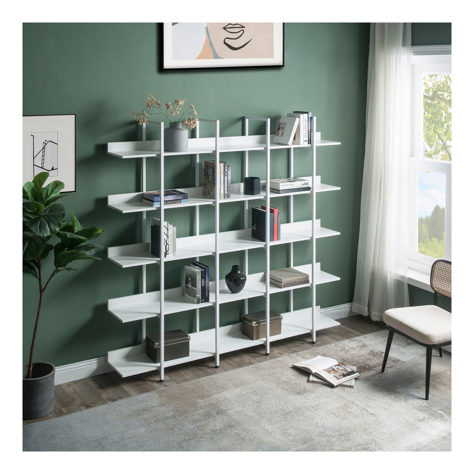 17 Stories 5 Tier Bookcase Home Office Open Bookshelf, Vintage ...