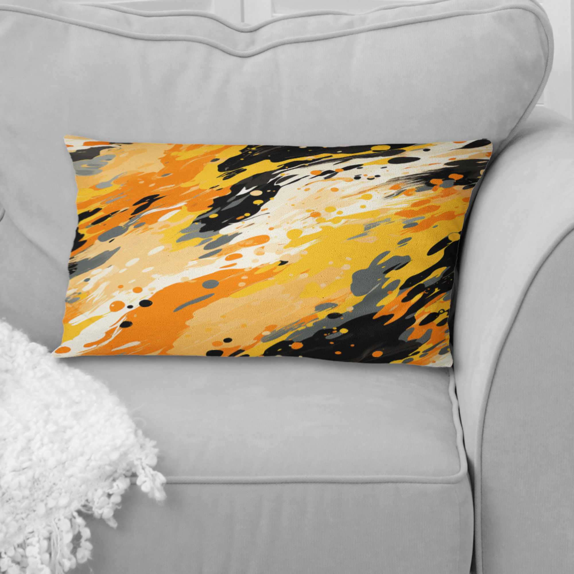 Design Art Yellow And Black Painterly Cheeta Print - Throw ...