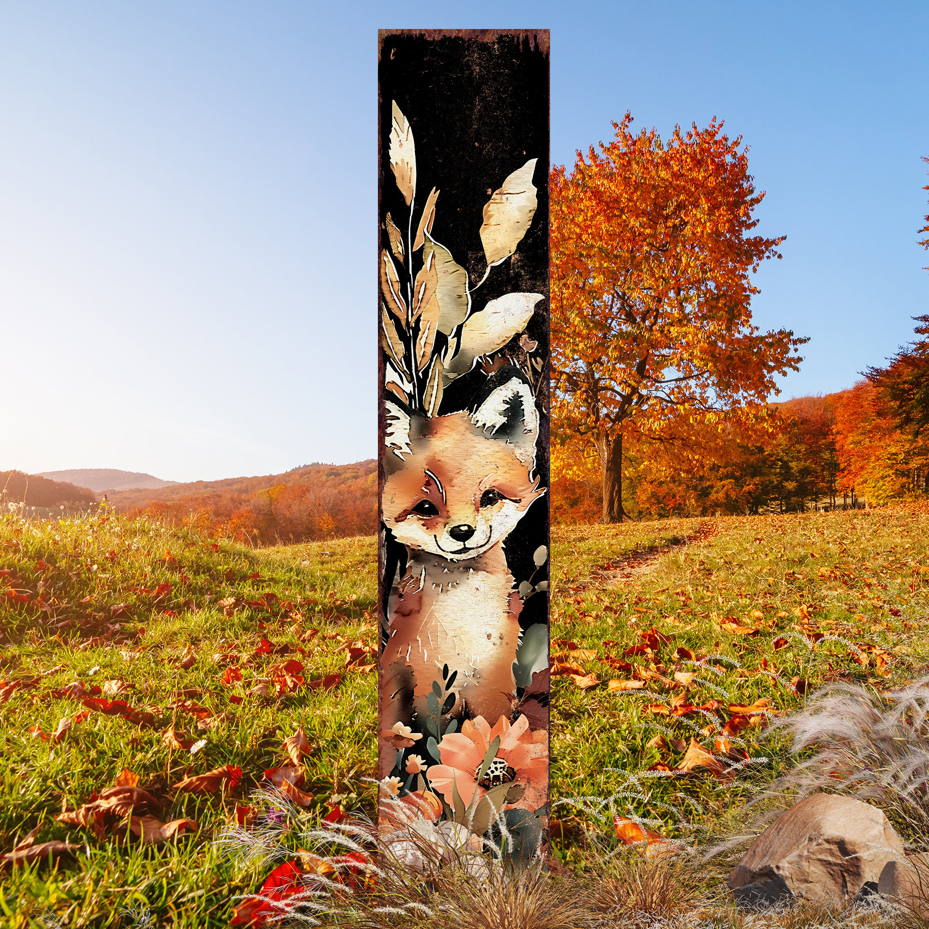 Millwood Pines 42-inch Fall Garden Stake | Watercolor Foxy | Perfect ...