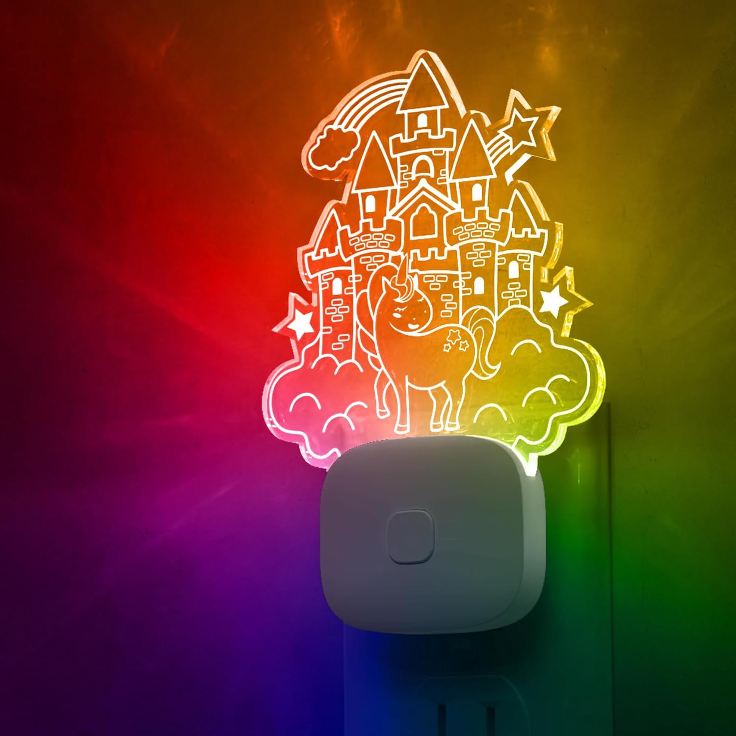 woxeon Acrylic Castle Night Light With 3000K RGB Colours, Colour Memory ...