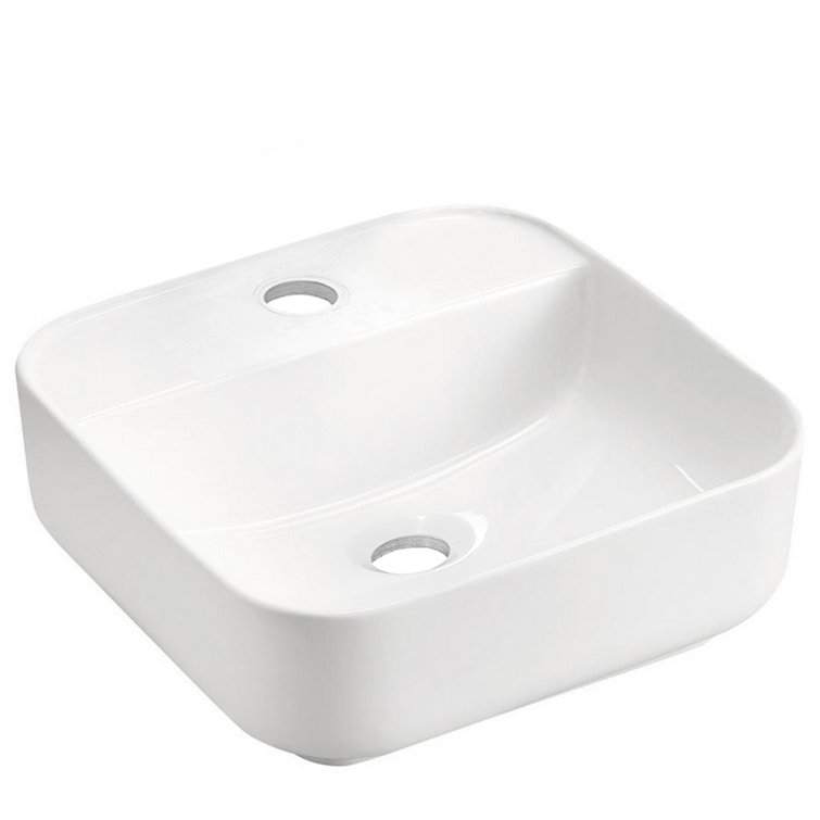 Belfry Bathroom White Ceramic Square Bathroom Sink with Faucet ...