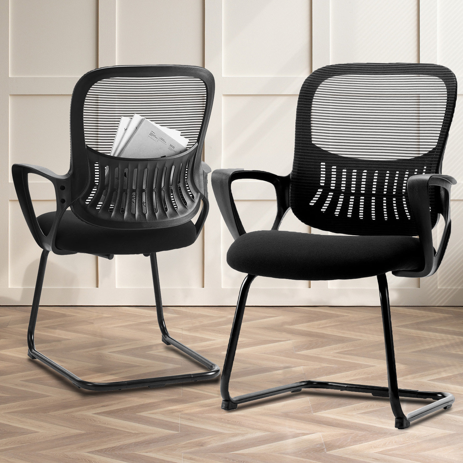 Latitude Run® Reception Guest Chair, Stationary Mesh Mid Back Computer ...