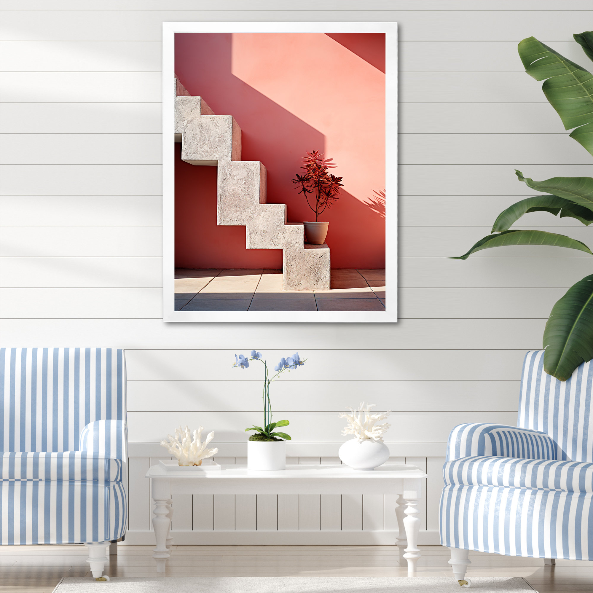 Winston Porter Geometric Architectual Stairway Grace Framed On Canvas ...
