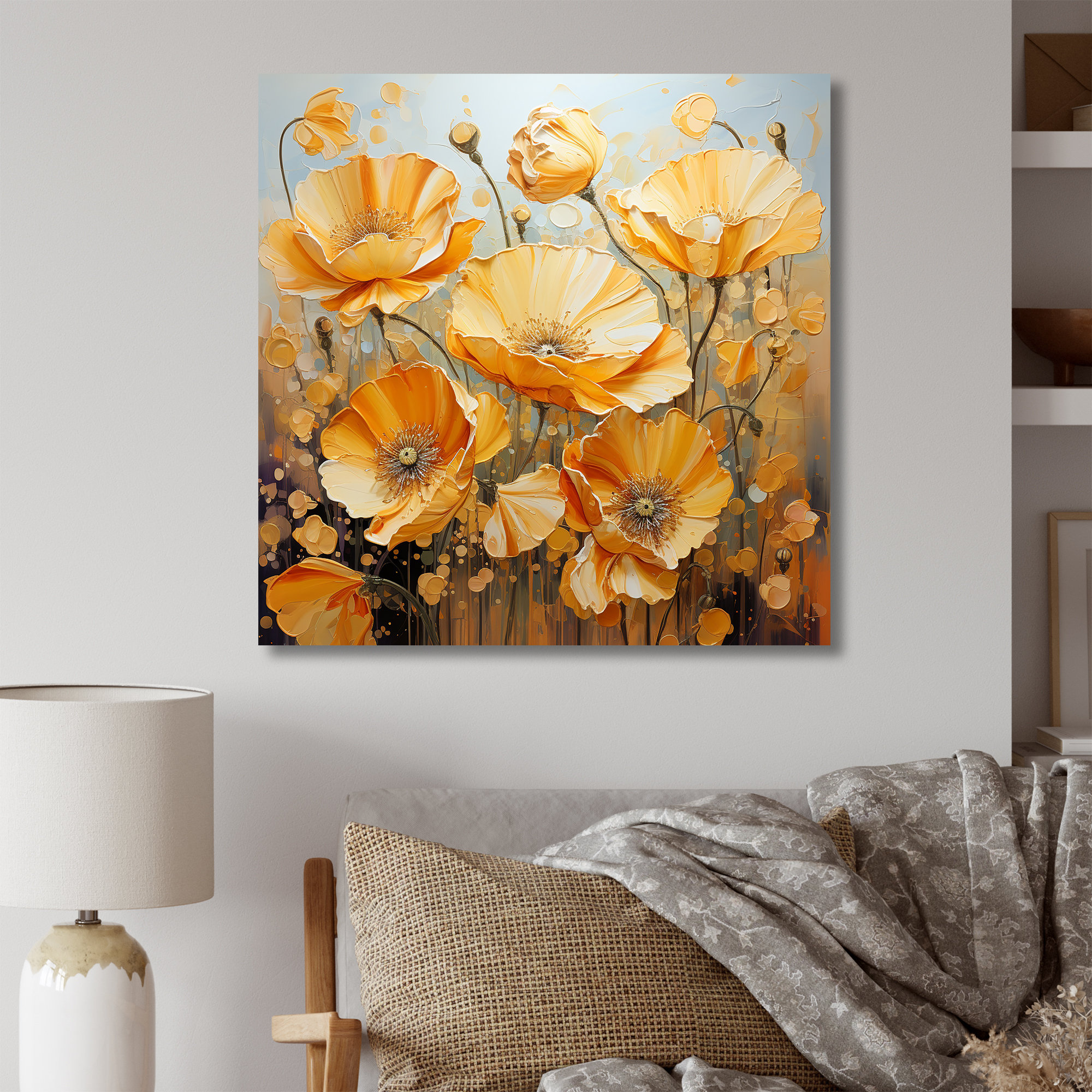 Design Art Yellow Vivid Poppy Moments - Poppies Canvas Art Print | Wayfair