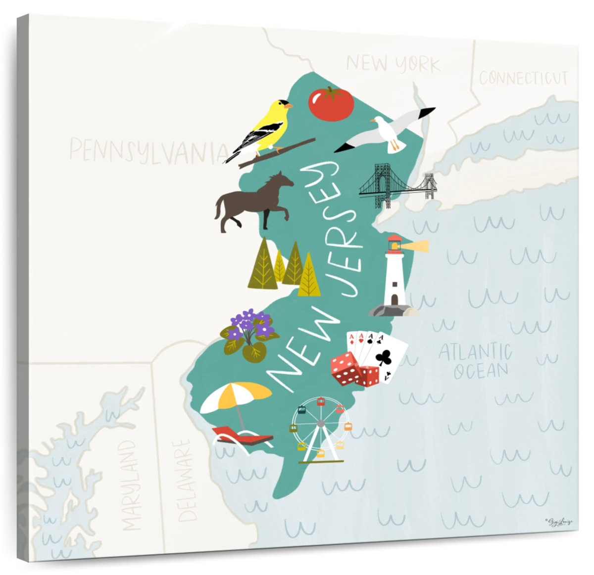 Breakwater Bay Aliaz New Jersey Icons | Wayfair
