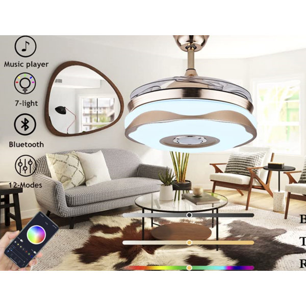 Mercer41 Ediany 36" Bluetooth Ceiling Fan with Dimmable LED Lights and ...