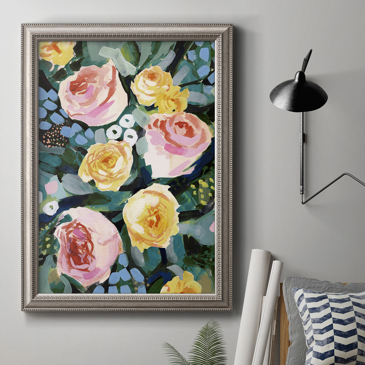 Winston Porter Flower Jumble II Premium Framed Canvas- Ready To Hang ...