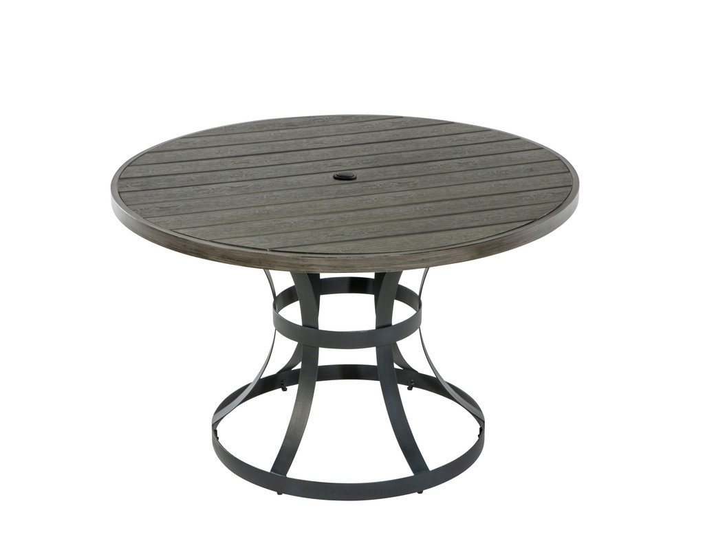 Red Barrel Studio® Steel Patio Table With Poly Wood Top And Umbrella ...