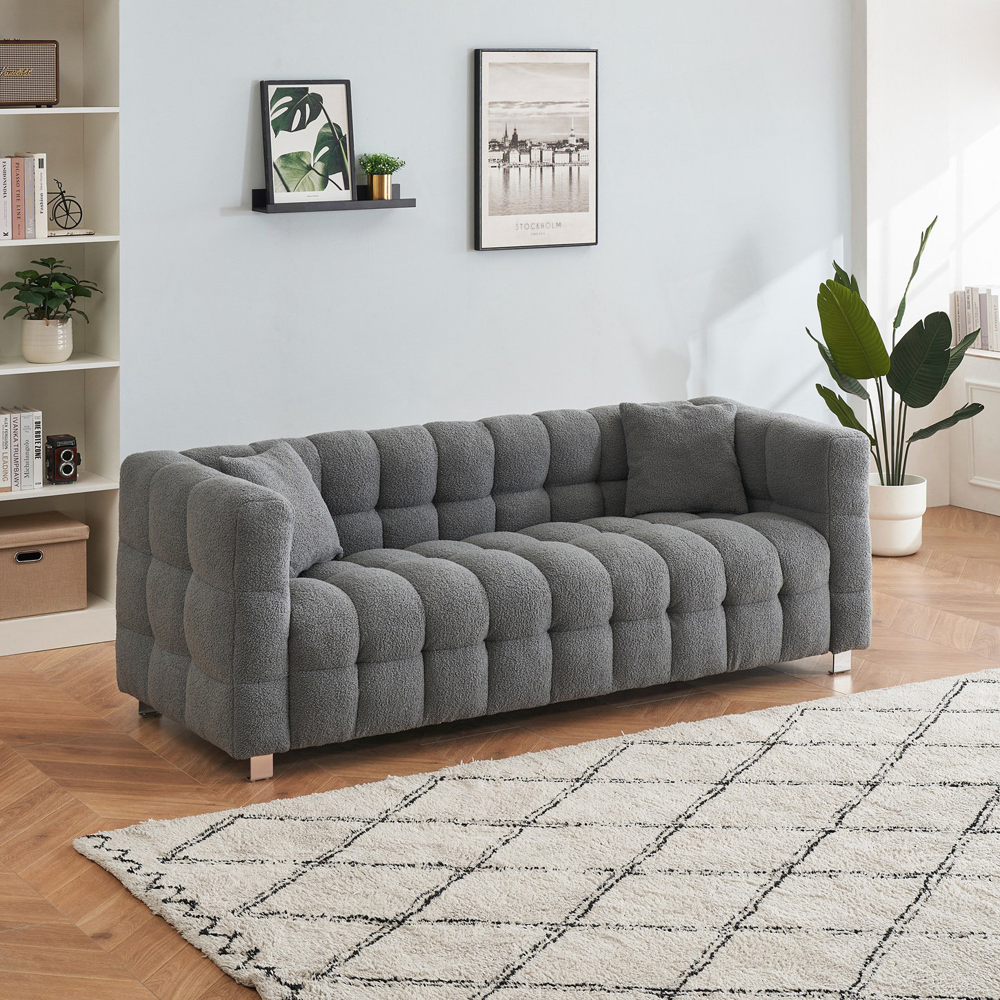 Latitude Run® Modern Sofa Sofa With Two Throw Pillows For Home, Comfy Sofa | Wayfair