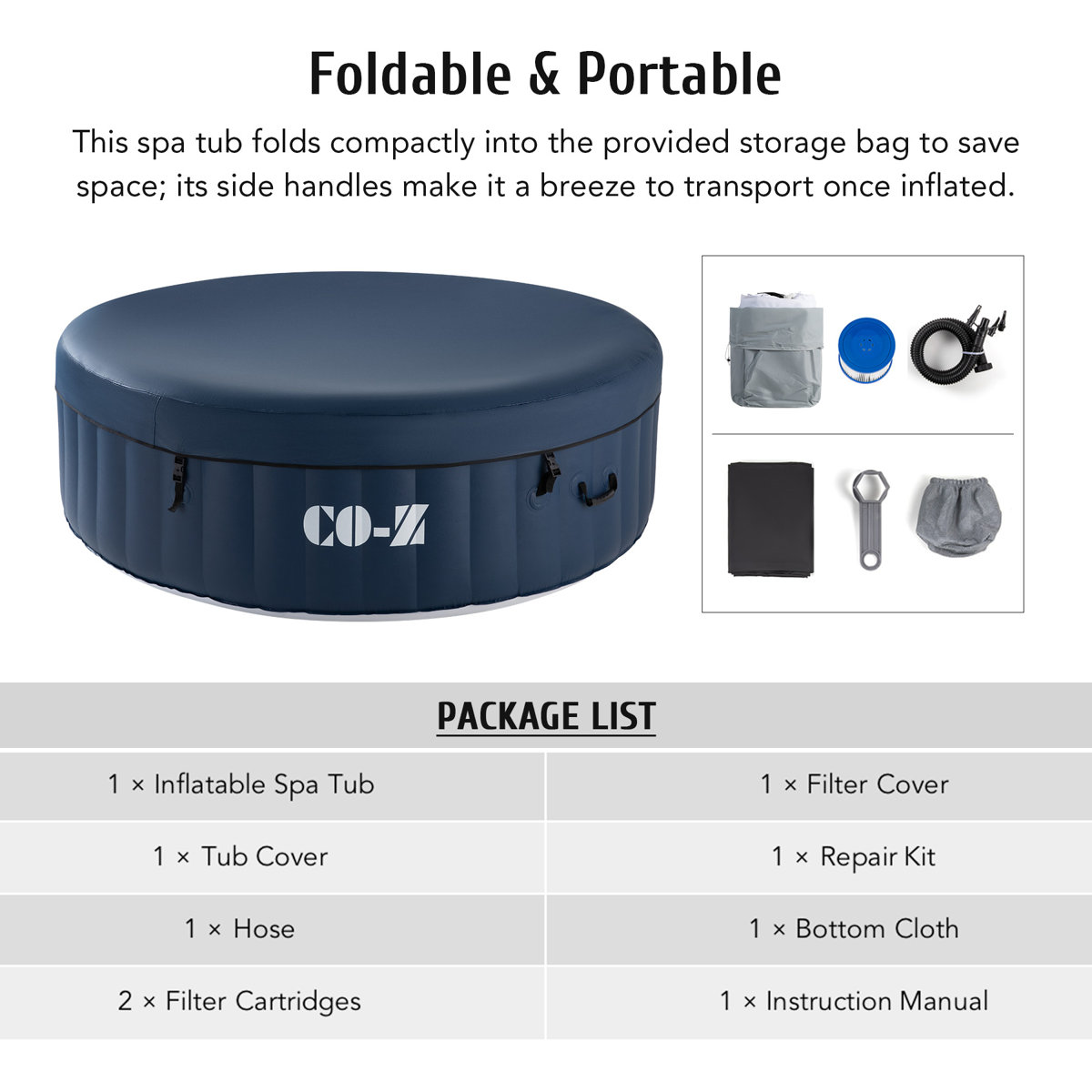 CO-Z 6 - Person 130 - Jet Vinyl Inflatable Hot Tub & Reviews | Wayfair