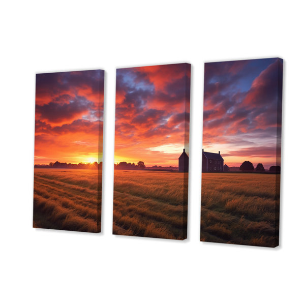 DesignArt Glorious Sunset Over Flanders Wheat Fields " Glorious Sunset ...