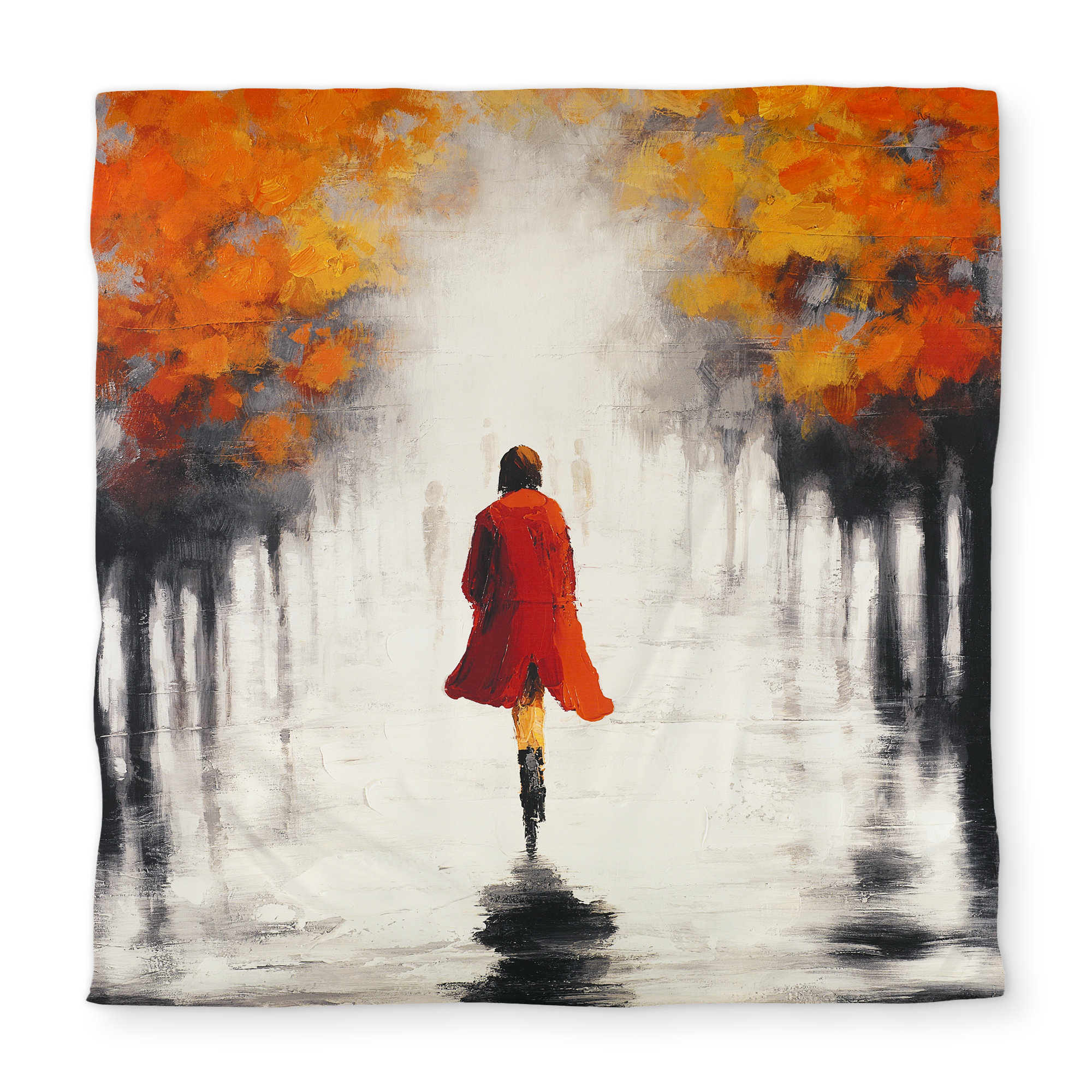 Begin Edition International Inc. Woman with Red Coat Fall Duvet Cover ...