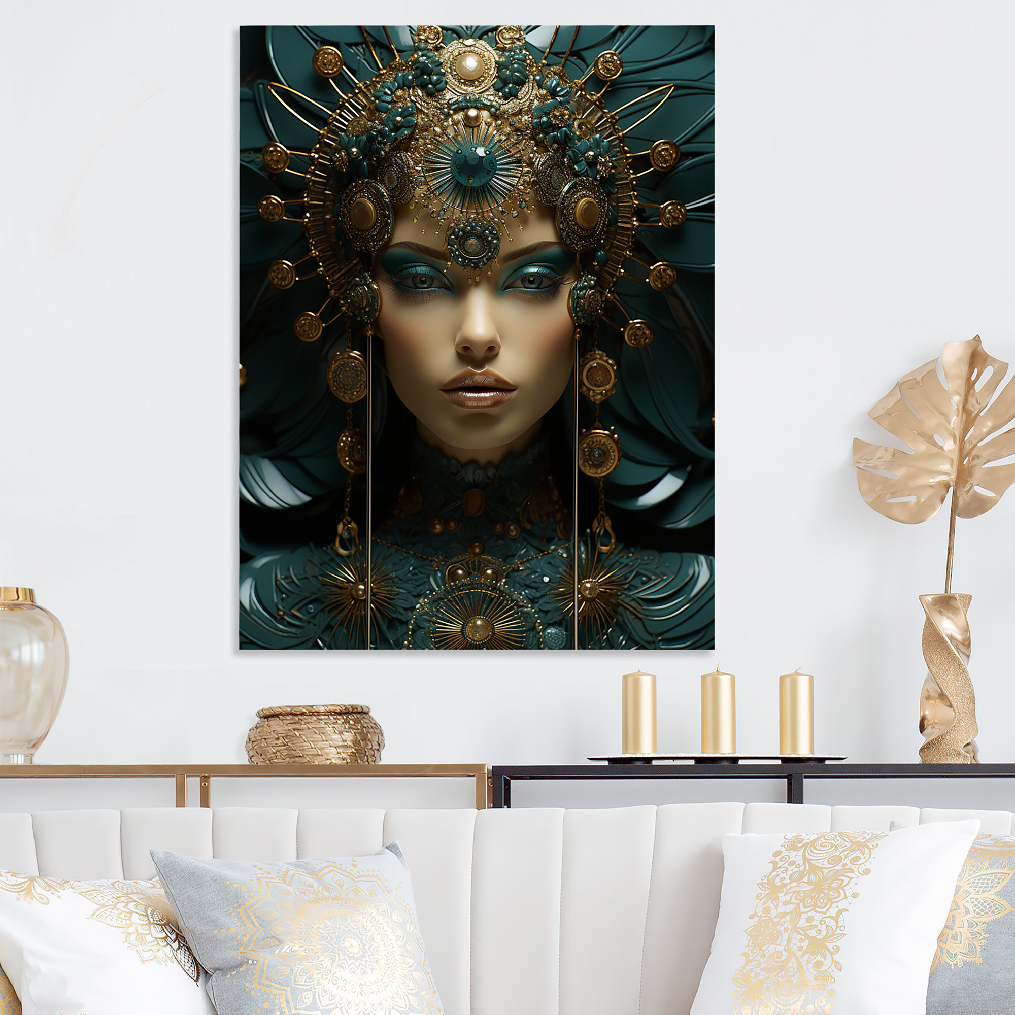 House of Hampton® Gold And Green Queen Of Style Woman III - Goddess ...