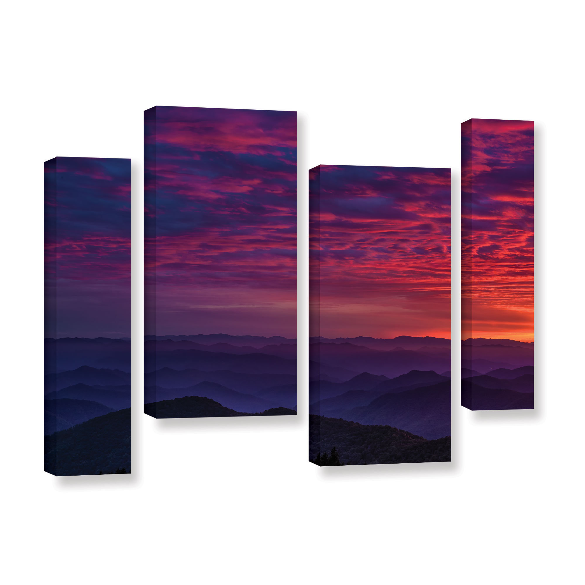 Ebern Designs Purple Pink Sunset - 4 Piece Graphic Art Print Set on ...