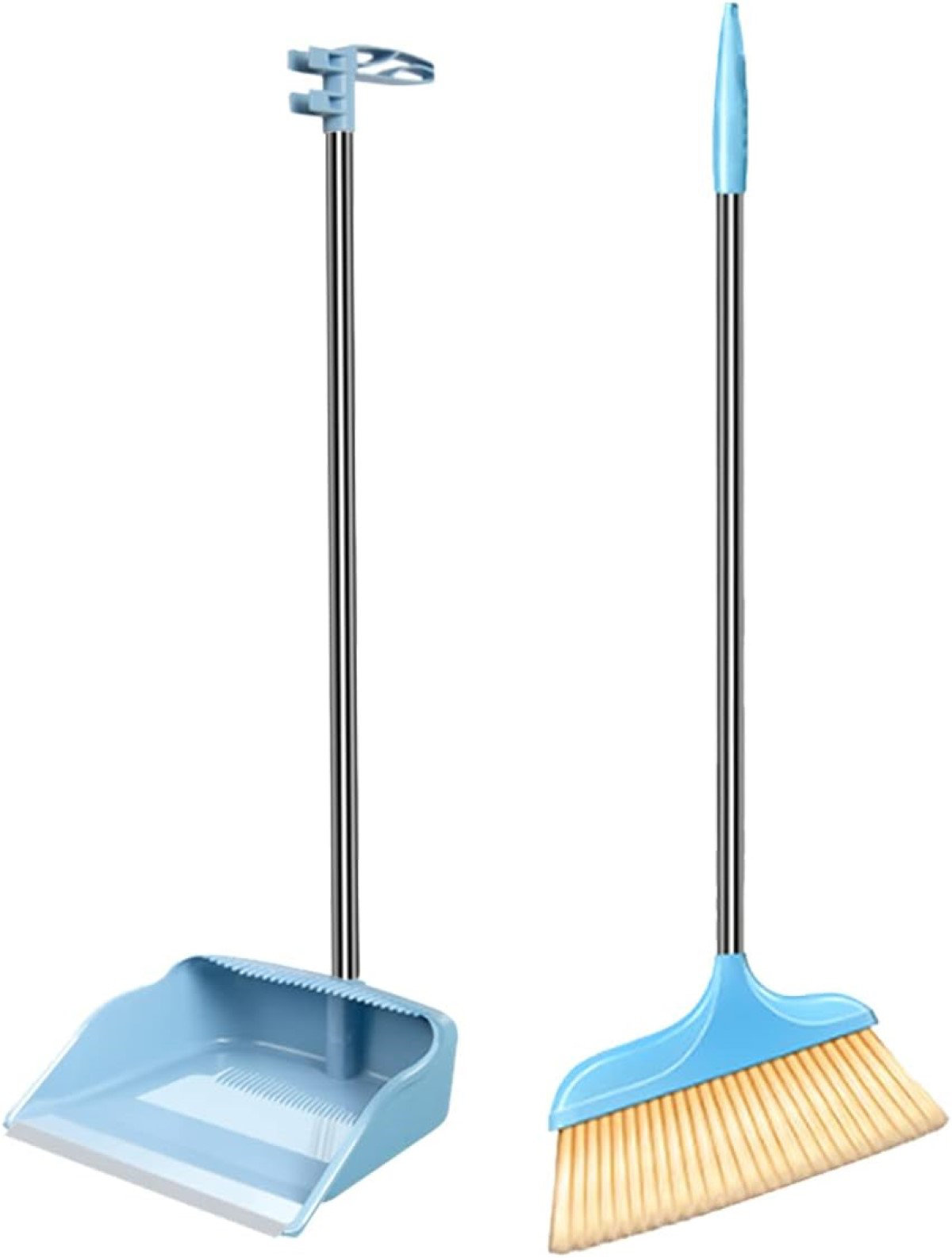 IMPIAR Broom and Dustpan Set 41" Height Broom with Stand Up Dustpan ...