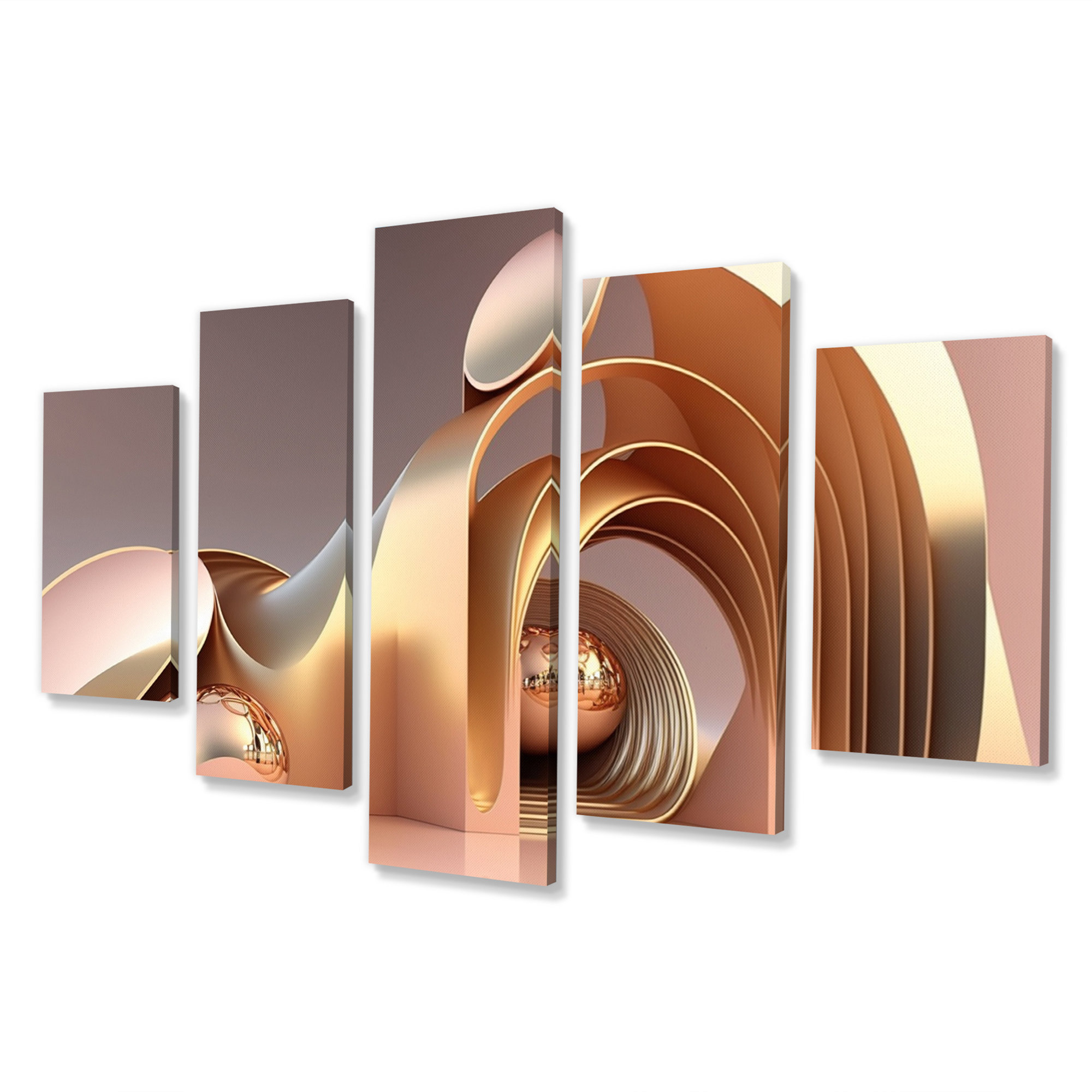 Wrought Studio™ Pink & Architectural Curves Futuristic Minimal III ...