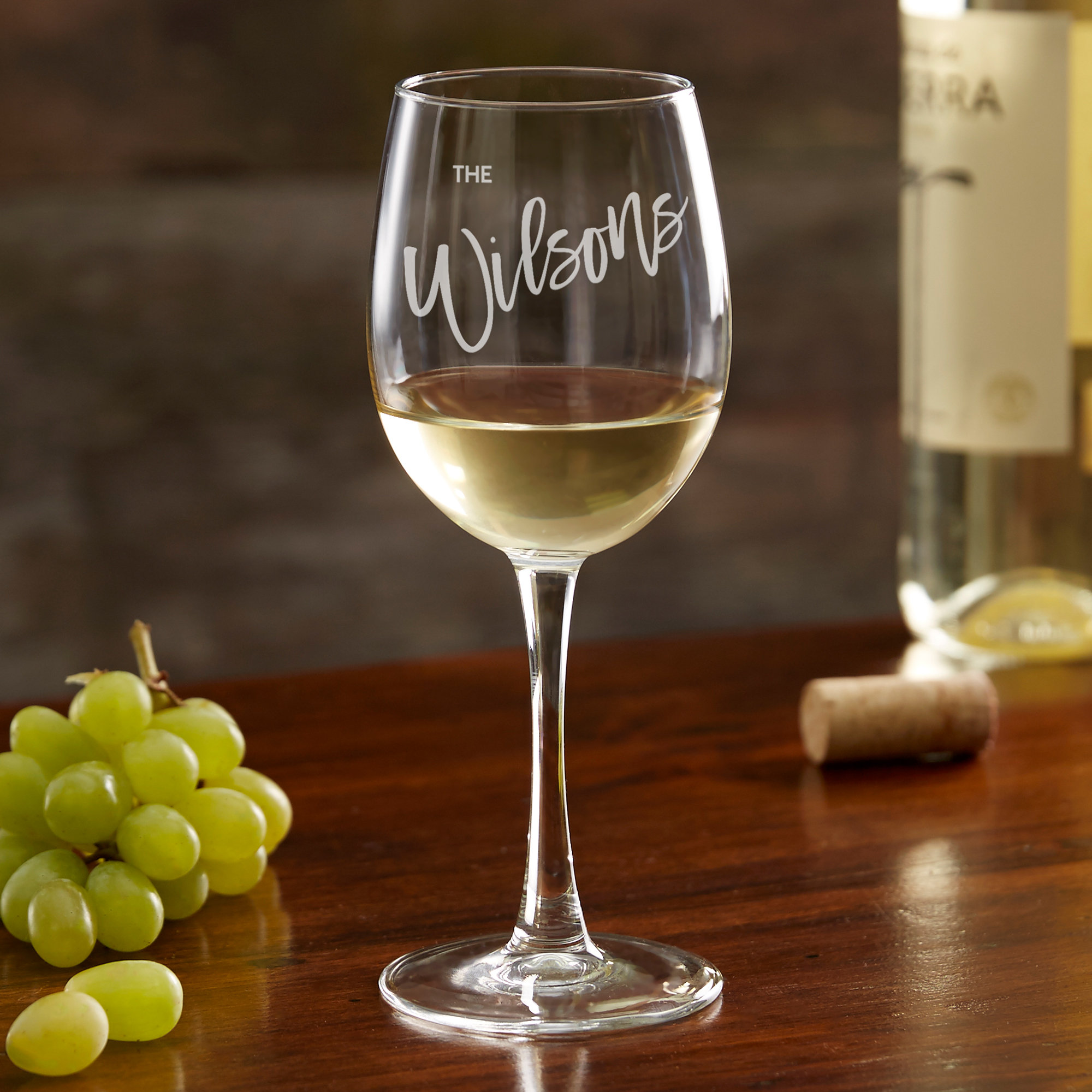 Personalization Mall Bold Family Name Personalized White Wine Glass ...