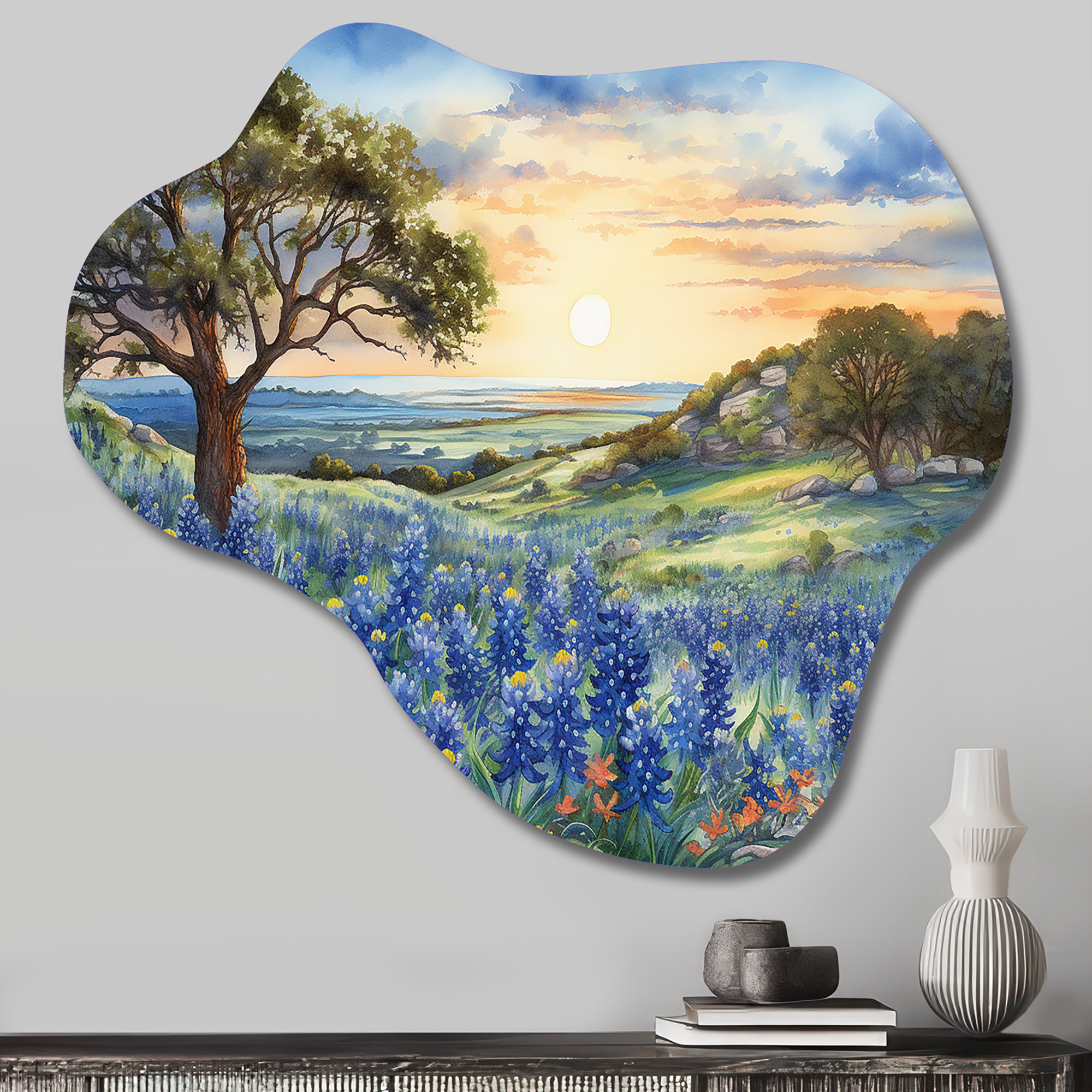Lark Manor™ Blue Bonnets Sunset - Blue Bonnets Cloud Shape Irregular ...