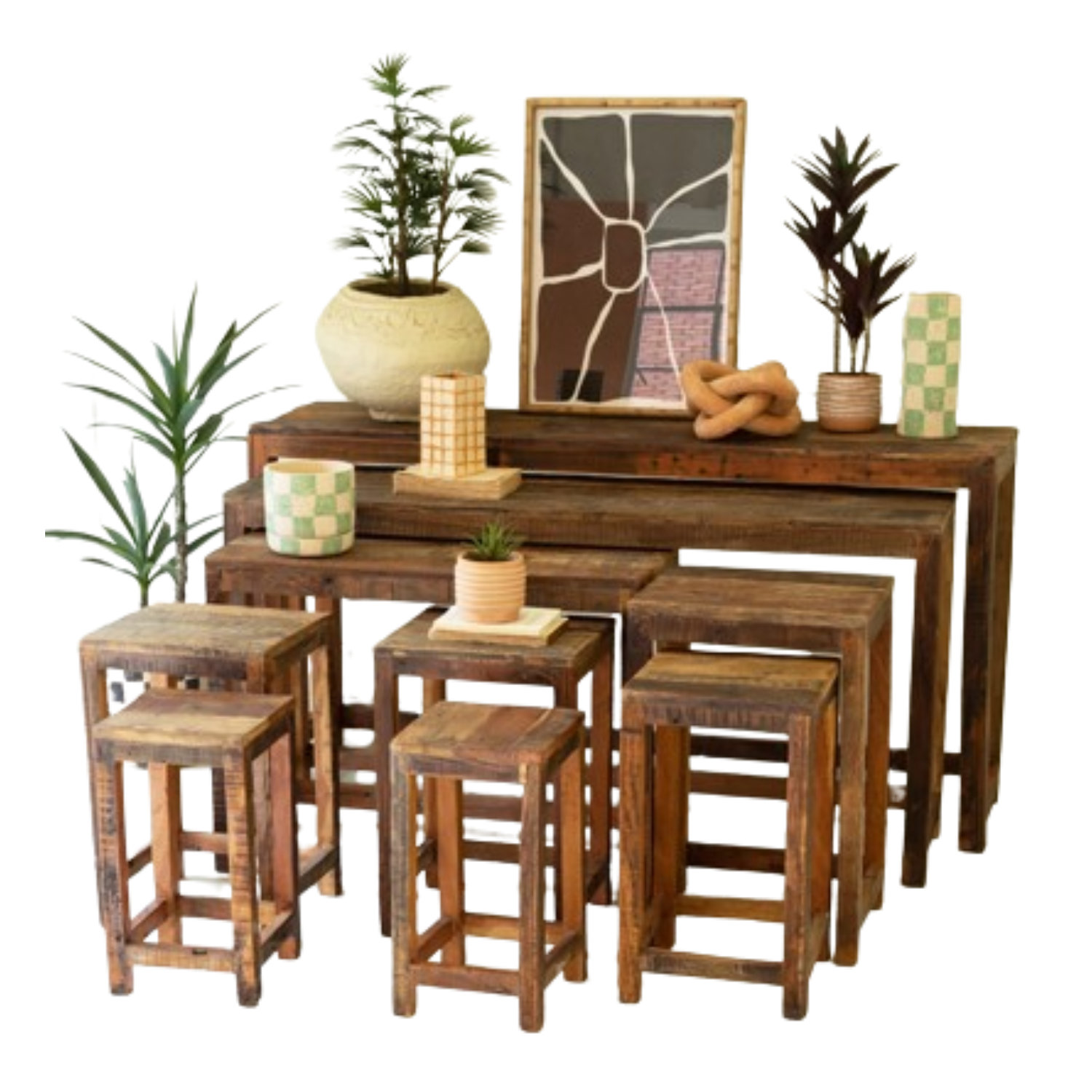 Loon Peak SET OF NINE RECYCLED WOOD DISPLAY TABLES - Wayfair Canada