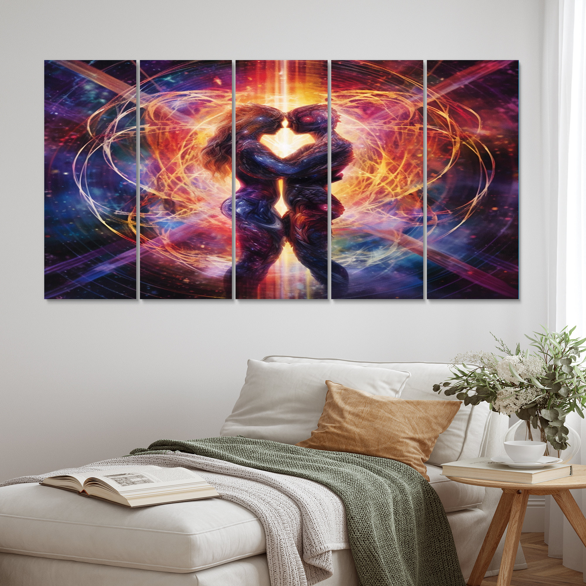 Wrought Studio™ Twin Flame Bliss Loving Connection III - Romantic Canvas Print - 5 Equal Panels ...