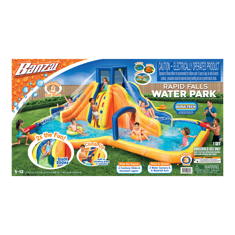 Banzai Rapid Falls Dual Slides Water Park Climbing Rope Lagoon for Ages ...