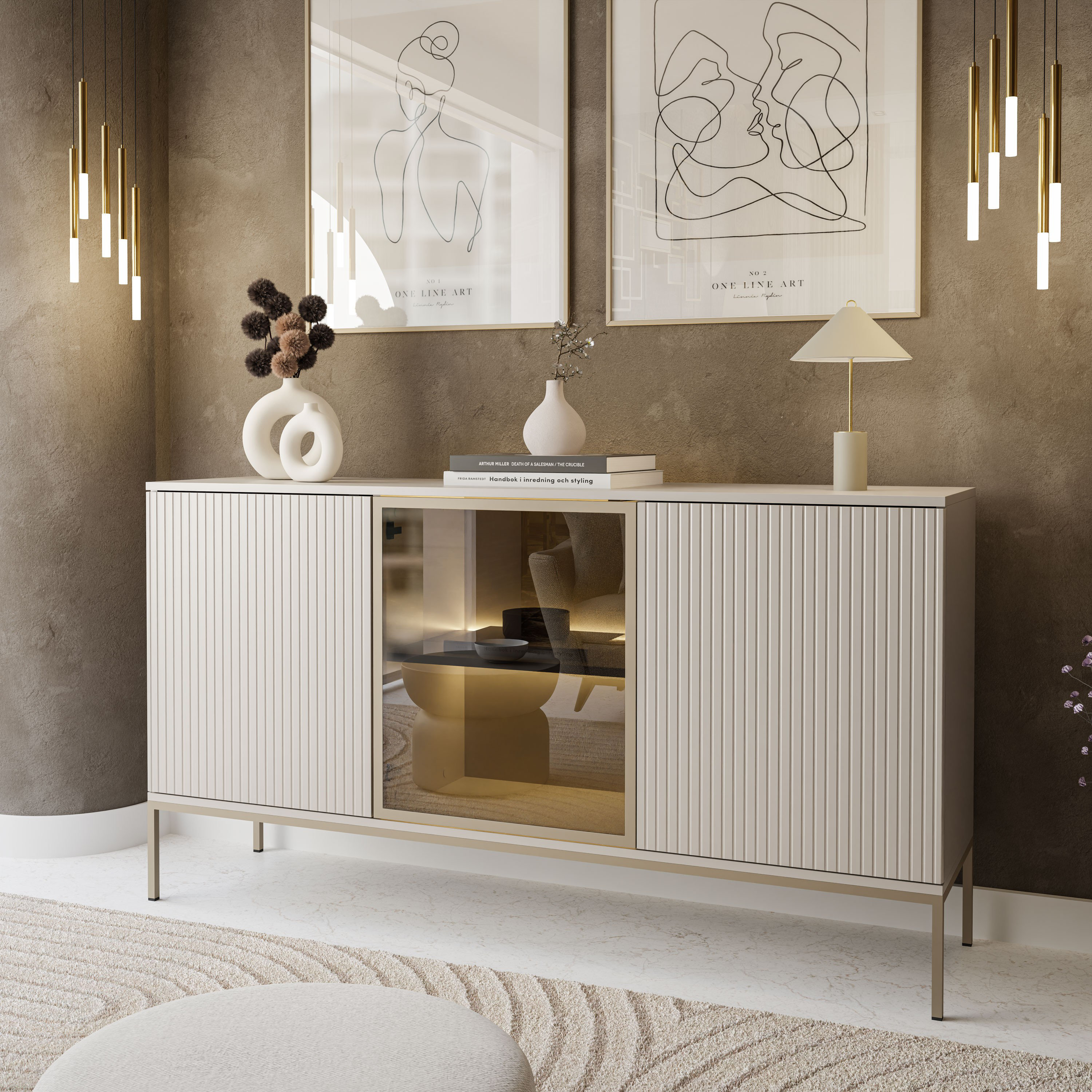 Metro Lane ECLIPSE K154 Sideboard in Cashmere with Lighting | Wayfair.co.uk