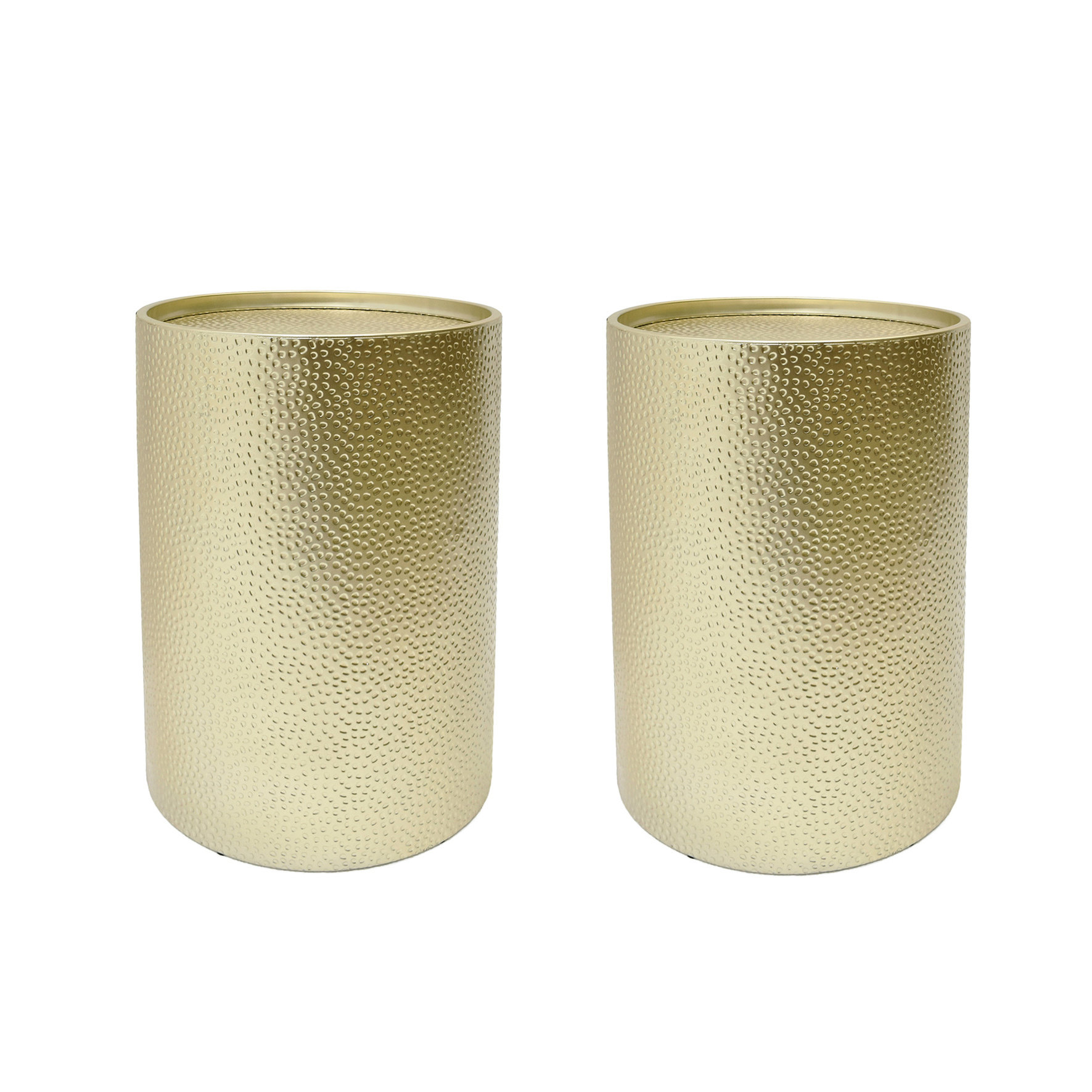 Mercer41 Contemporary Metal Side Table Pair - Hammered Texture, Iron ...