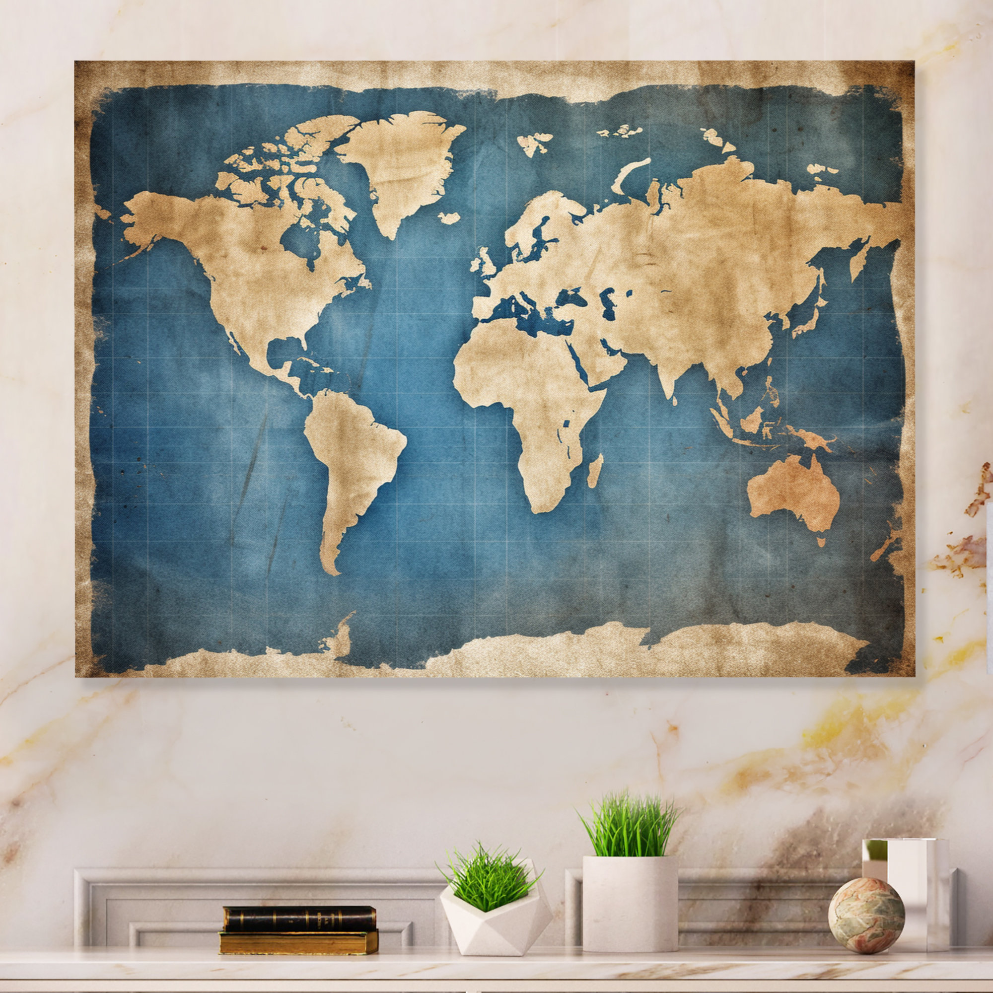 Breakwater Bay Ancient Map of the World III - World Map Metal Wall Art ...