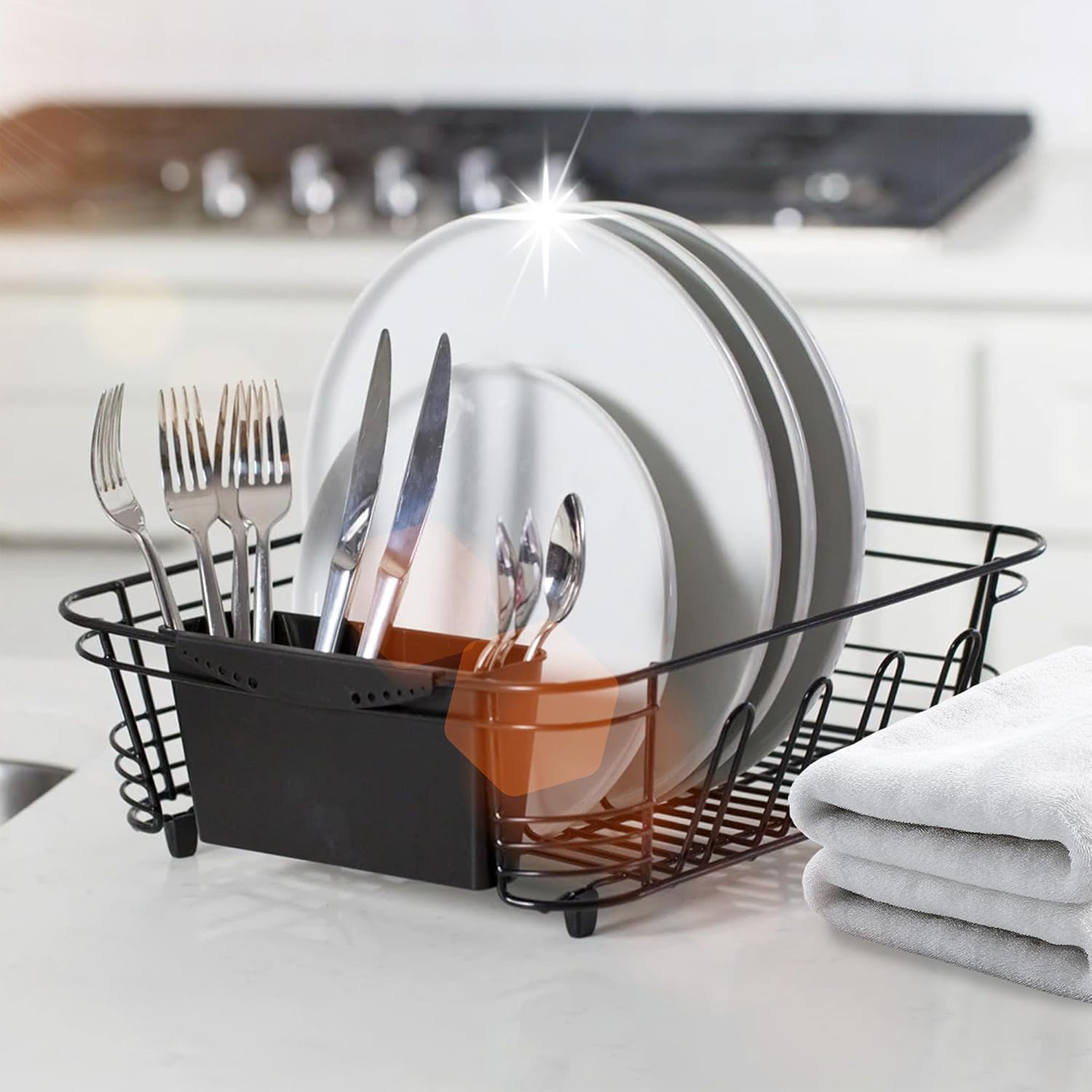 THE GLAMOUR BOUTIQUES Compact Dish Drying Rack Space-Saving Dish Rack ...