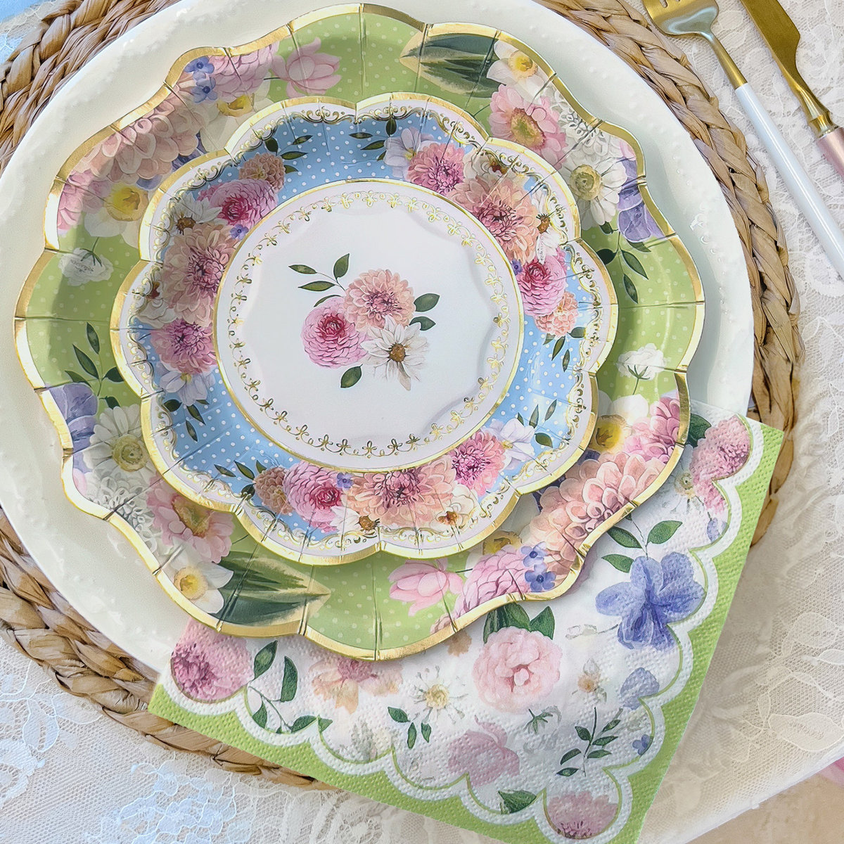 Kate Aspen Vintage Floral Tea Party 7 in. Premium Decorative Paper ...
