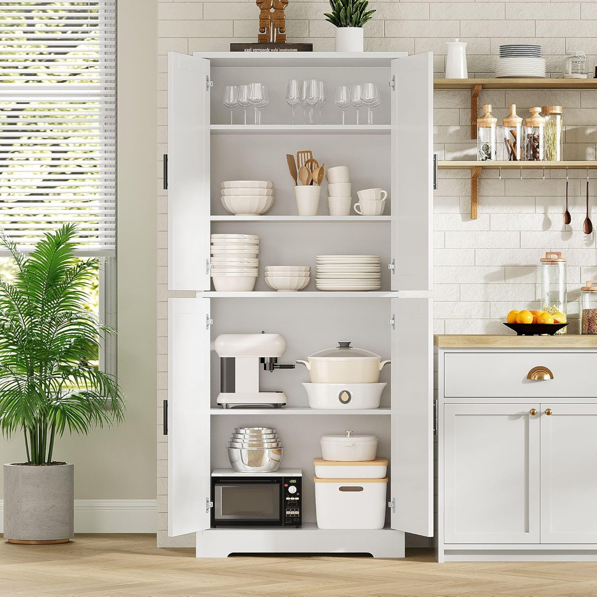 Winston Porter Kitchen Pantry Cabinet, Pantry Storage Cabinet With ...