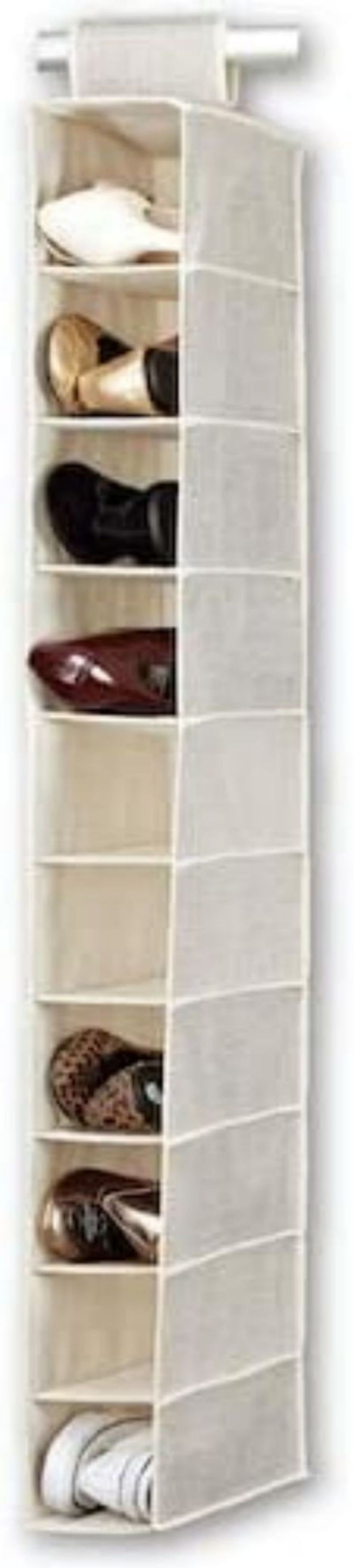 Rebrilliant 10-Shelf Shoe Closet Organizer - Beige | Closet Hanging ...