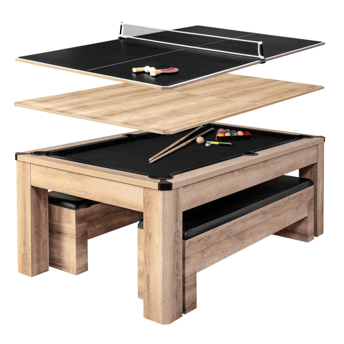 American Legend Hampton 3-in-1 Combination Table Includes Billiards ...