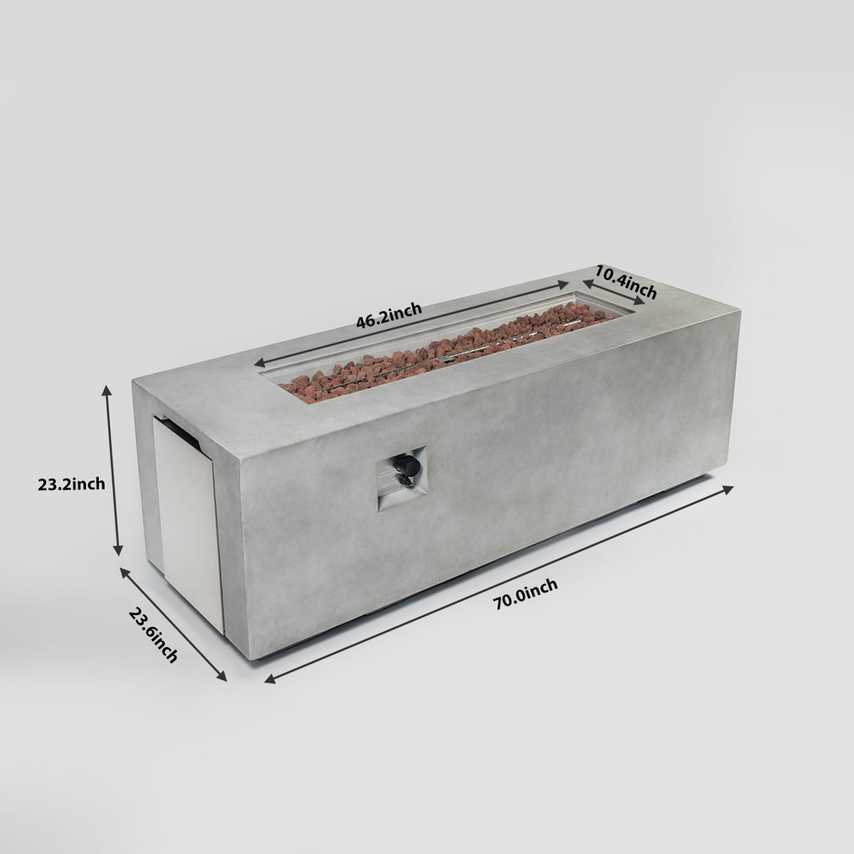 Brayden Studio® Barnabe 23.6" H x 70" W Rectangular Concrete Fire Pit ...