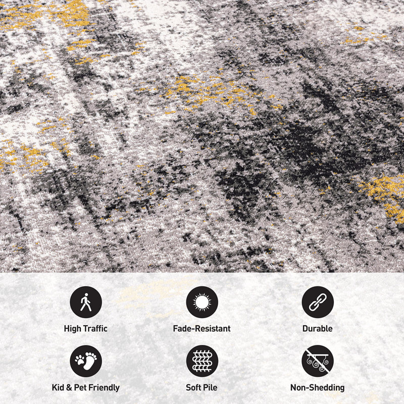 Wade Logan® Abstract Yellow/Black/Gray Area Rug & Reviews | Wayfair
