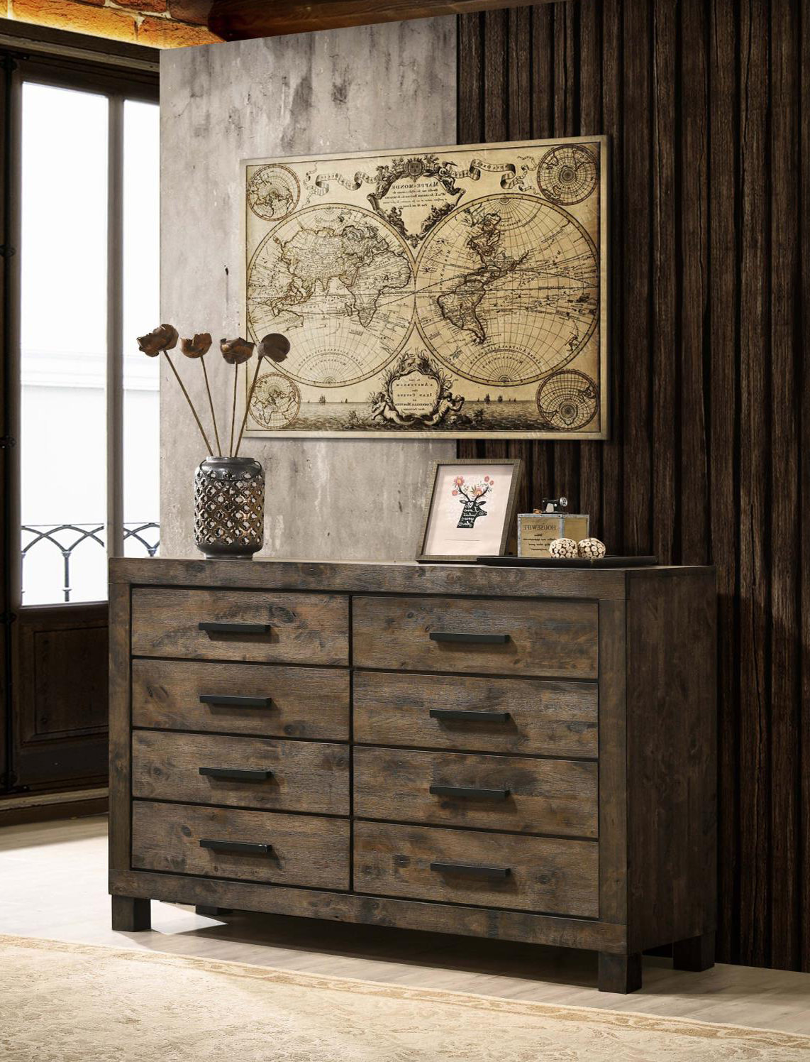 Loon Peak® Feliberto 8 - Drawer 57.1'' W Double Dresser in Rustic ...