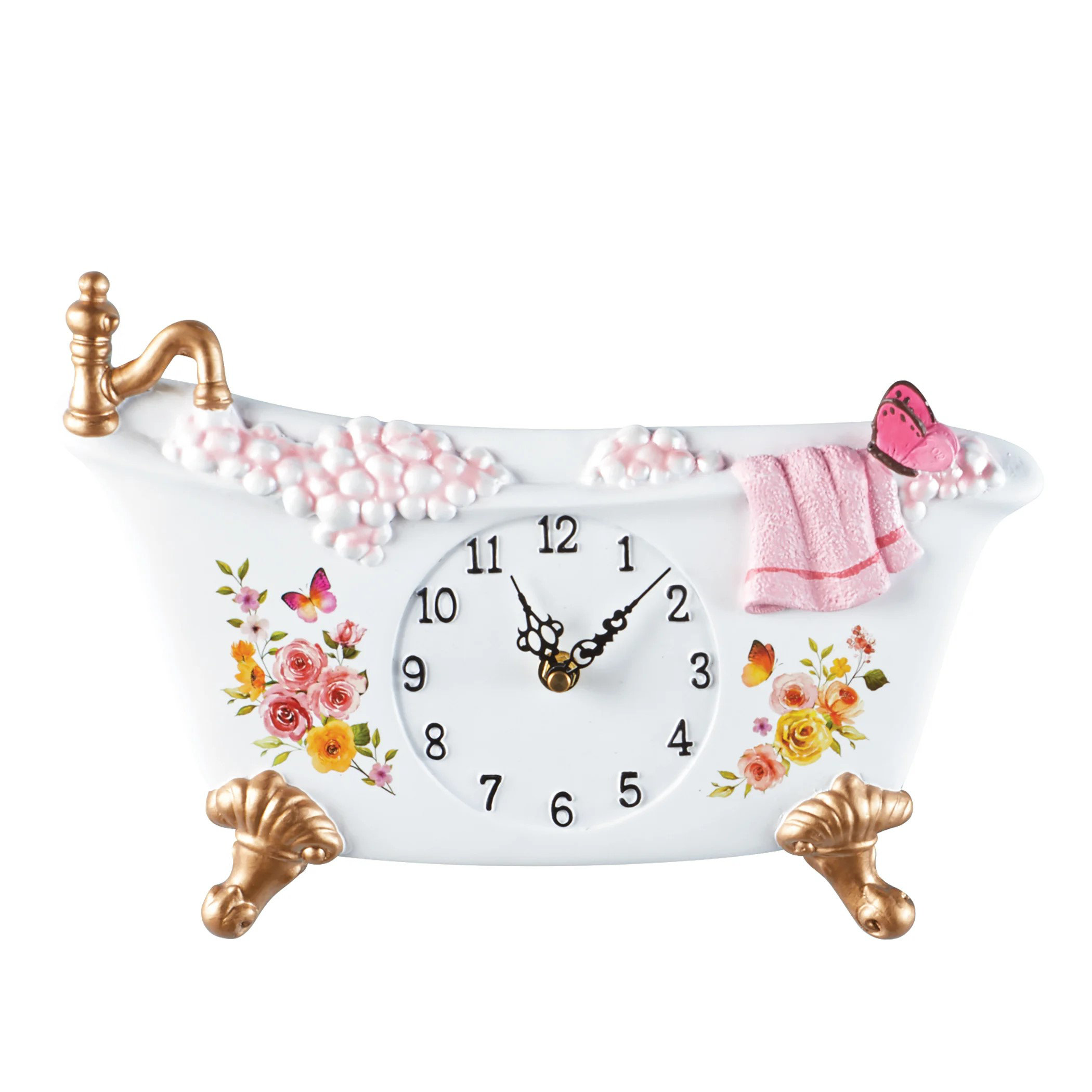 Rosalind Wheeler Colorful Rose Vine Bathtub Wall Clock | Wayfair
