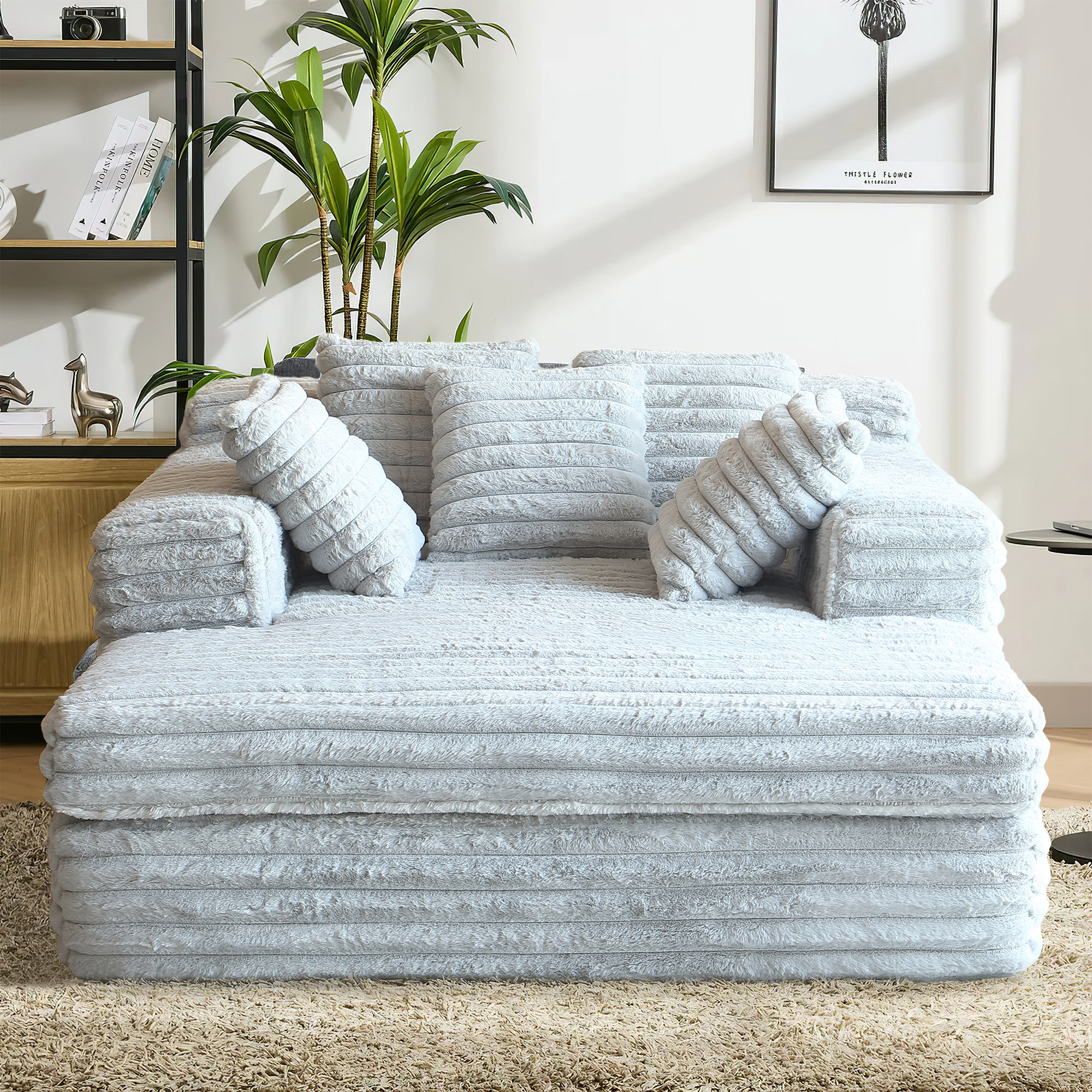 Latitude Run® 57.9" Wide Upholstered Chaise Lounge Corduroy Sleeper ...